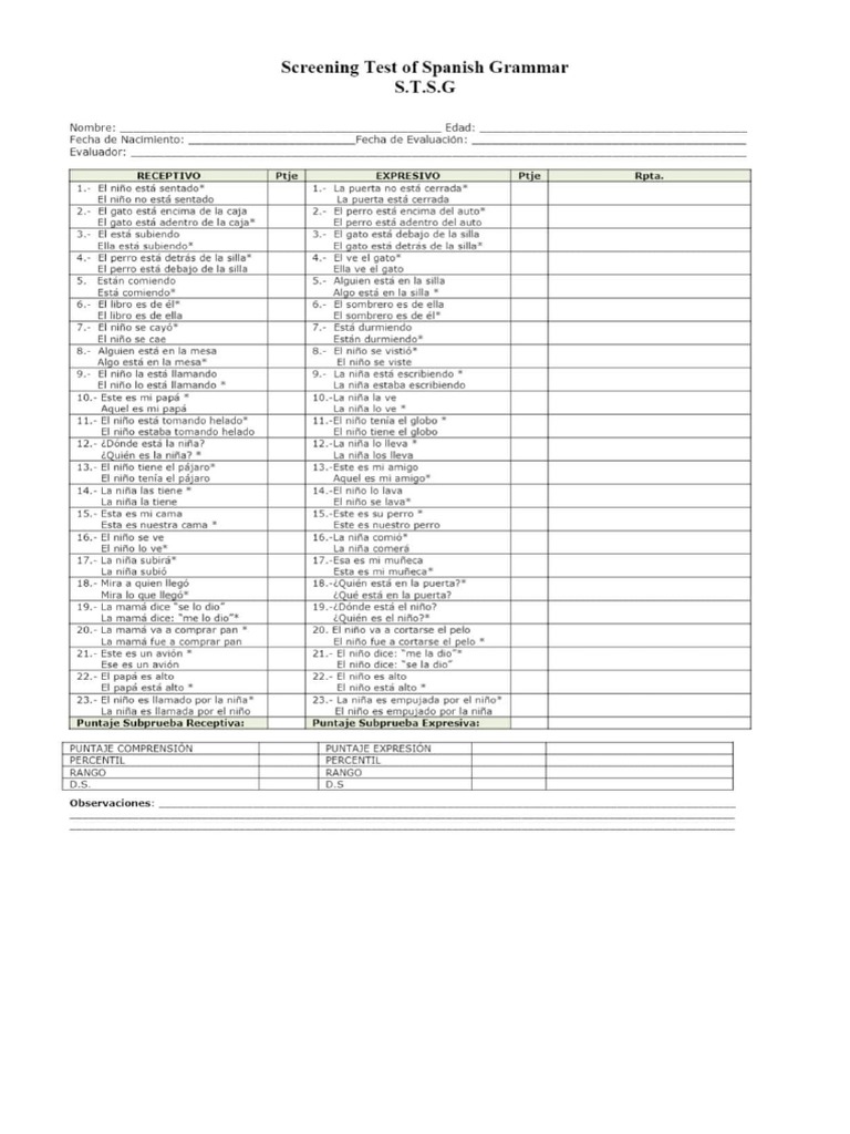 STSG Hoja de Respuesta | PDF