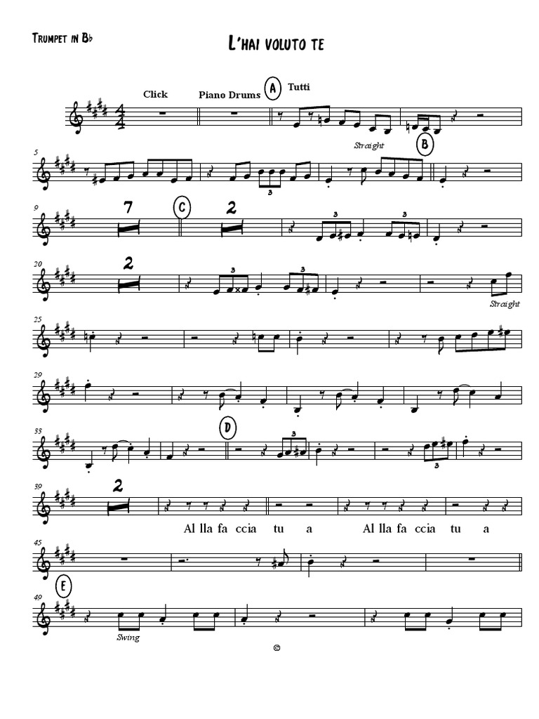 L'hai Voluto Te Supercut - Trumpet in BB | PDF