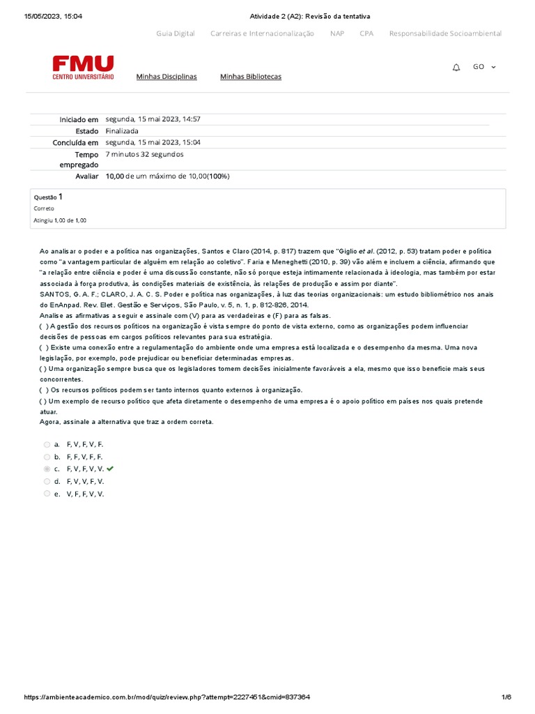 Atividade 2 (A2) - Revisão Da Tentativa | PDF | Planejamento | Burocracia