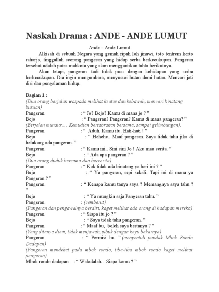 Naskah Drama Ande-Ande Lumut | PDF