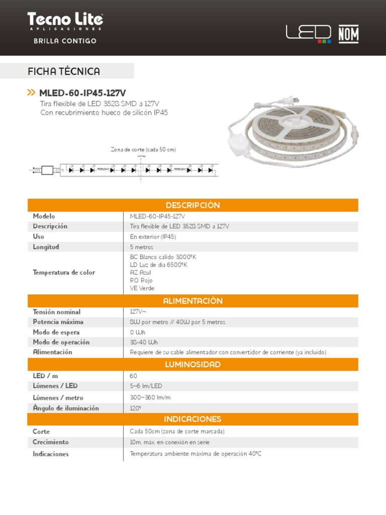 Ficha Tecnica MLED-60-IP45-127V - High 2 | PDF