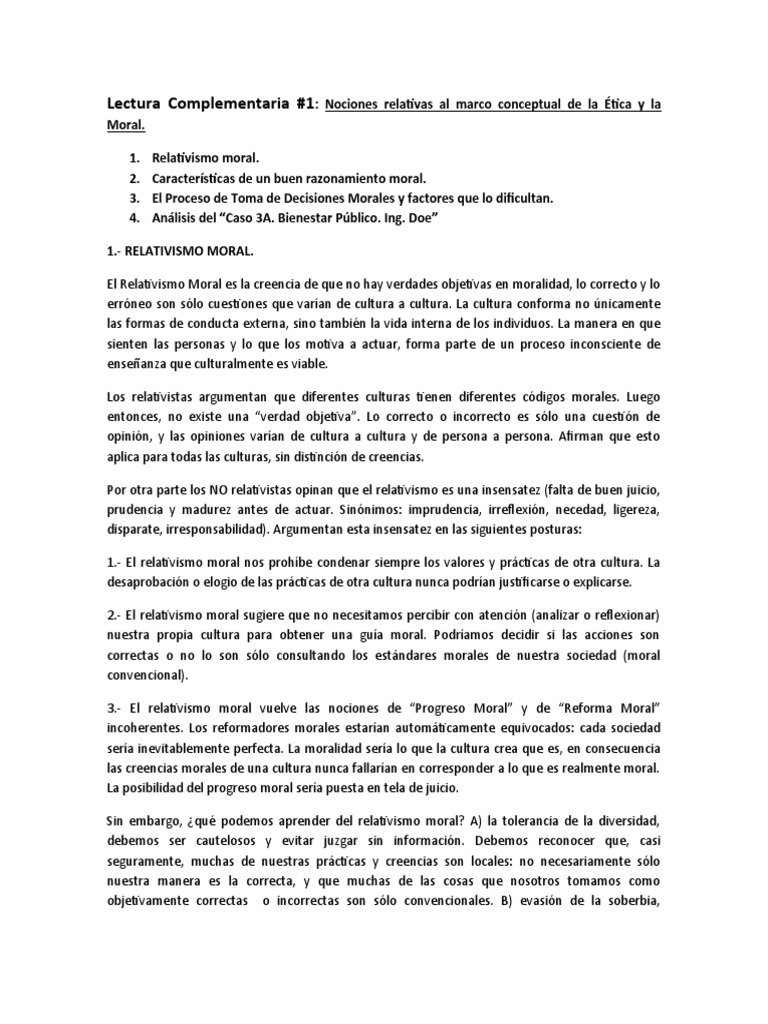 Lectura Complementaria 1 Curso en Linea | PDF | Moralidad | Pensamiento