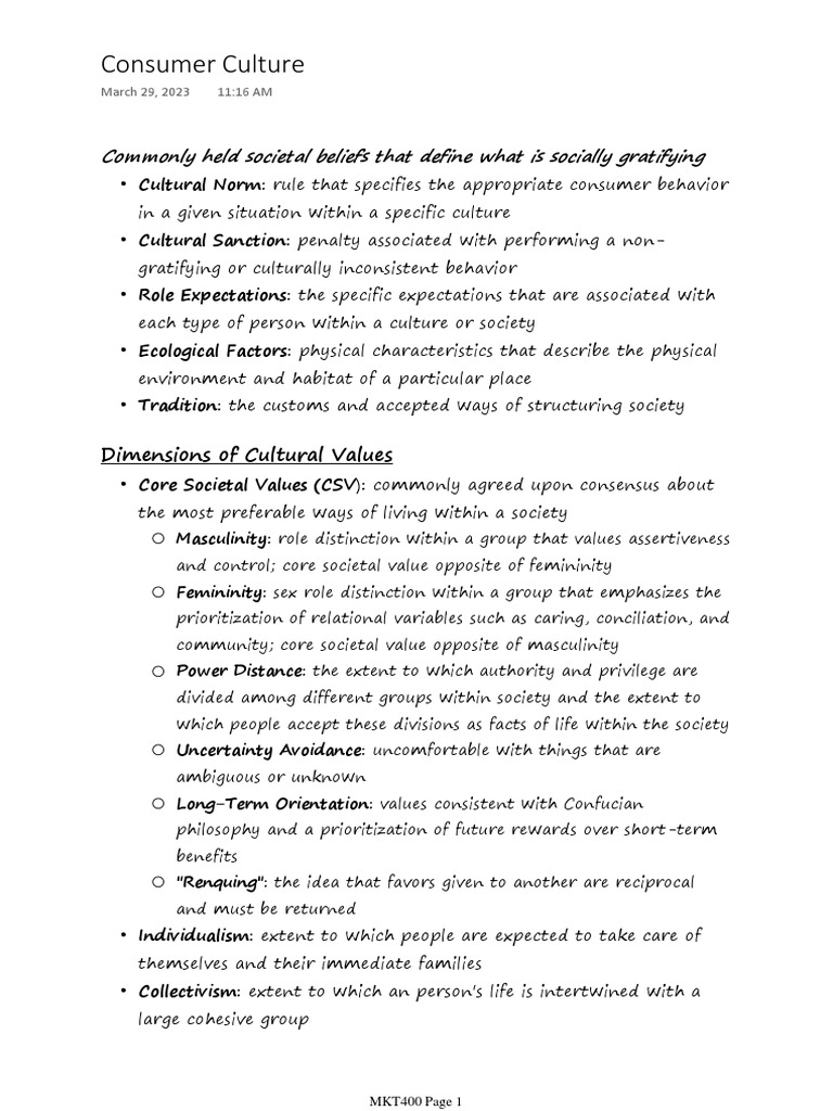 Consumer Culture - Consumer Behavior | PDF