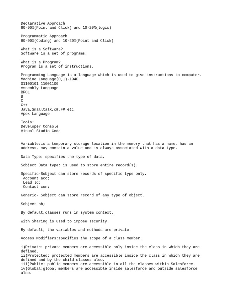 Apex Notes Day 1 And 2 Pdf Class Computer Programming Method Computer Programming