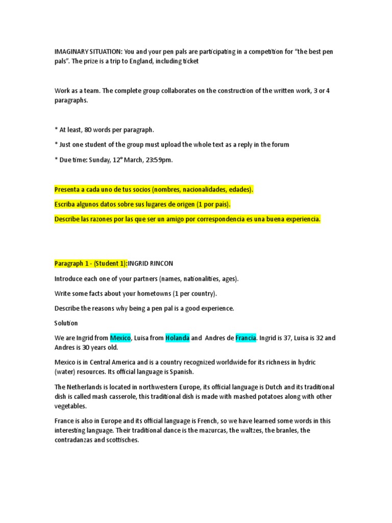 Imaginary Situation Ingles 2 Actividad | PDF