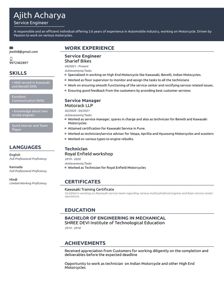 Ajith Resume | PDF | Motorcycle | Motorcycling