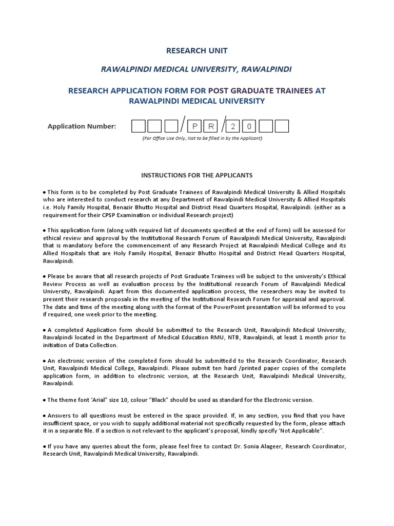 PGT Research Application Form | PDF | Informed Consent | Statistics