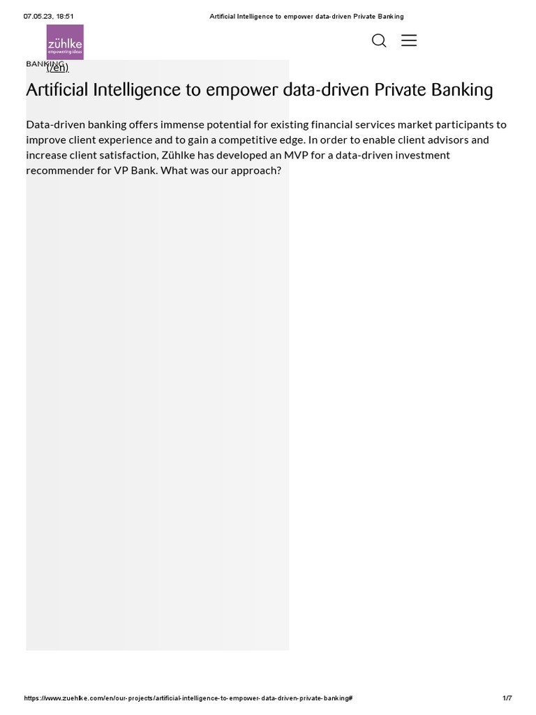 Artificial Intelligence To Empower Data-Driven Private Banking | PDF ...