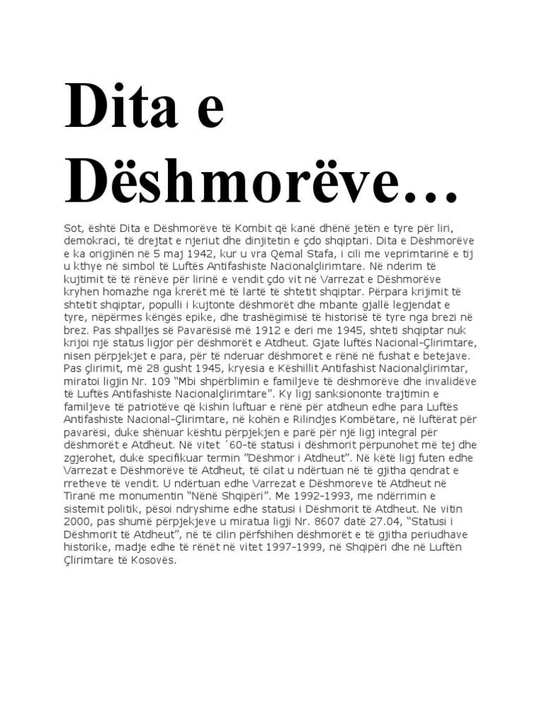 Dita e Dëshmorëve | PDF