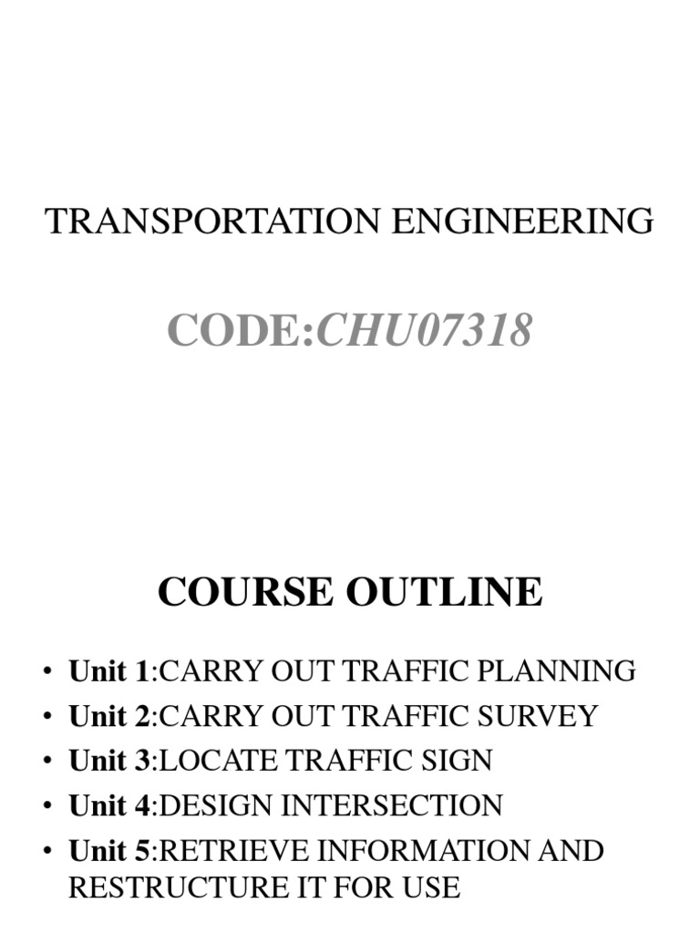 Transportation Engineering 1 | PDF | Transport | Traffic