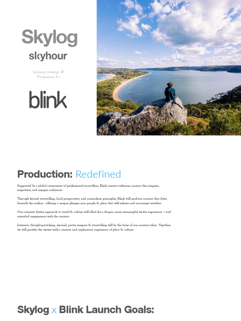 Blink - Skyhour - Skylog Content Strategy v1 | PDF | Storytelling | Mass Media