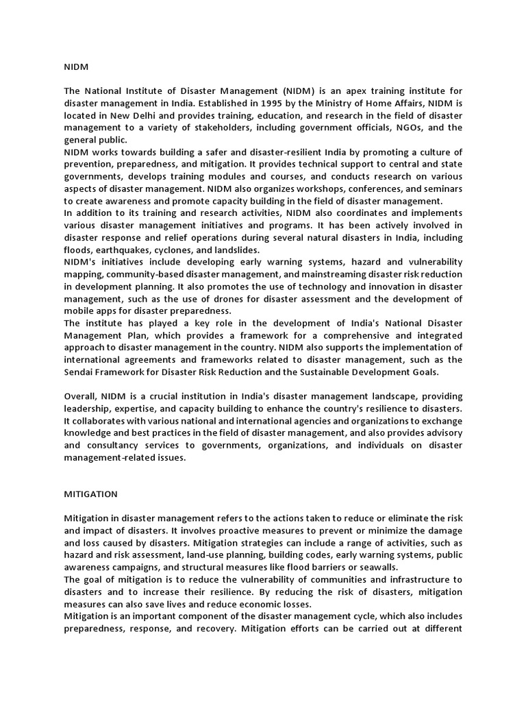 disaster management notes | PDF | Emergency Management | Hazards