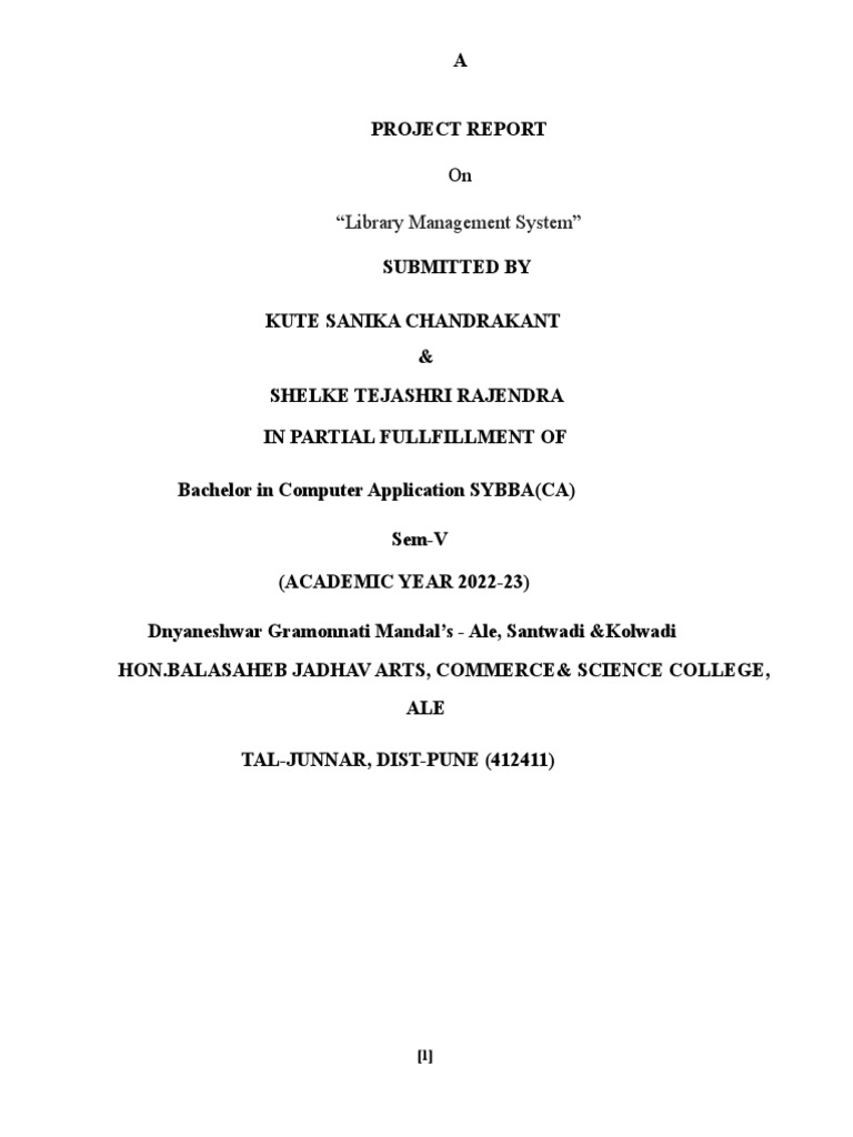 Automating Library Management: A Project Report on Developing a Library ...