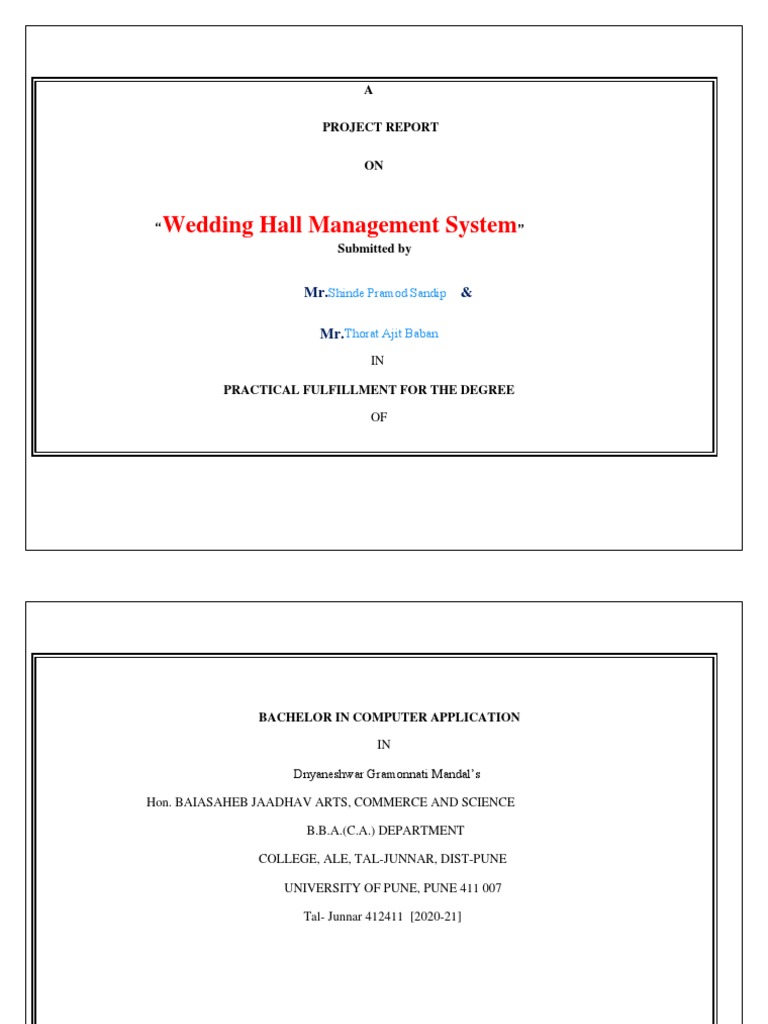 Wedding Hall Management System Report | PDF | Computing | Systems ...
