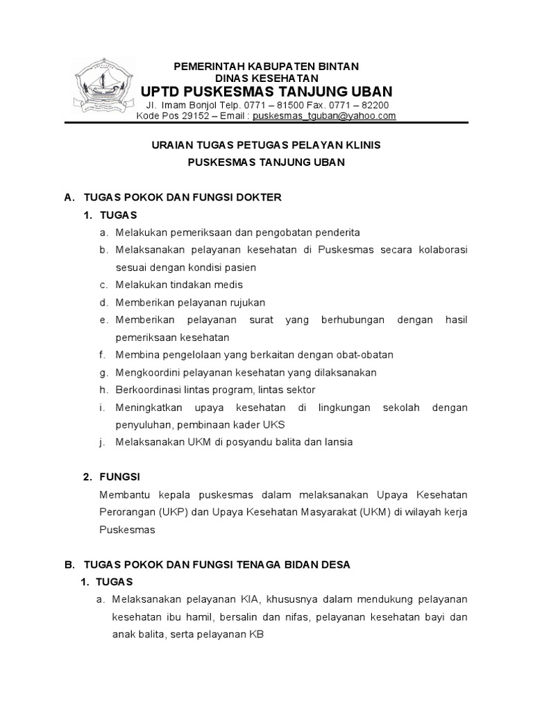 8.7.4.1 Uraian Tugas Petugas Pelayanan | PDF