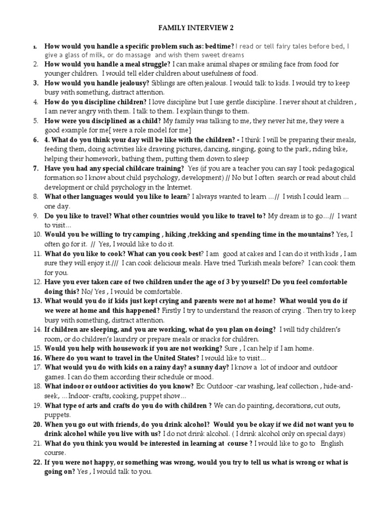 Family Interview 2 | PDF