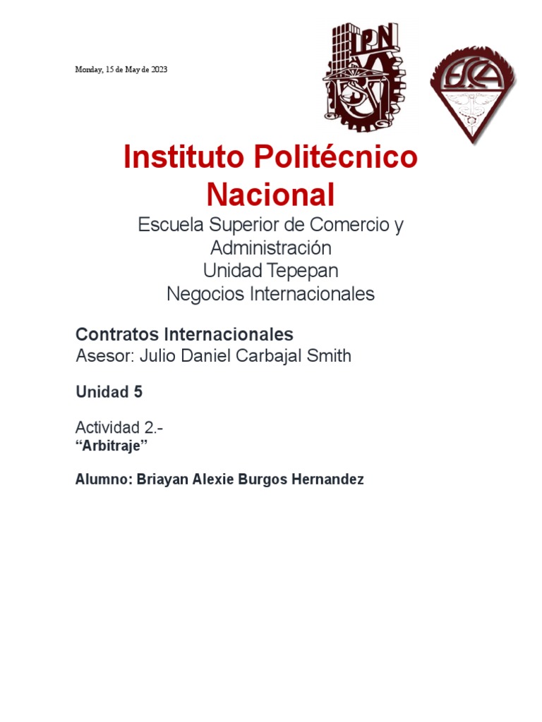 U5a2 Burgosh Briayanalexie | PDF | Arbitraje | México