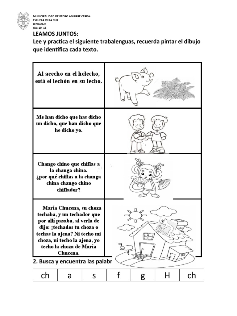 Actividades de Lectura con la Letra CH | PDF | Artes del Lenguaje y ...