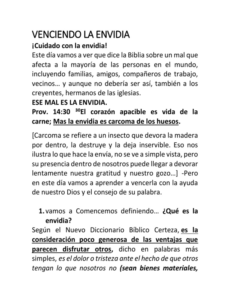 Venciendo La Envidia | PDF | Envidia | Pecado
