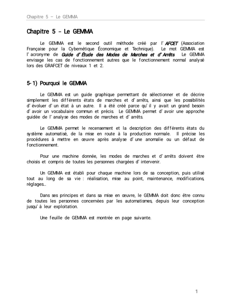 Guide GEMMA : Modes de Marches et Arrêts | PDF