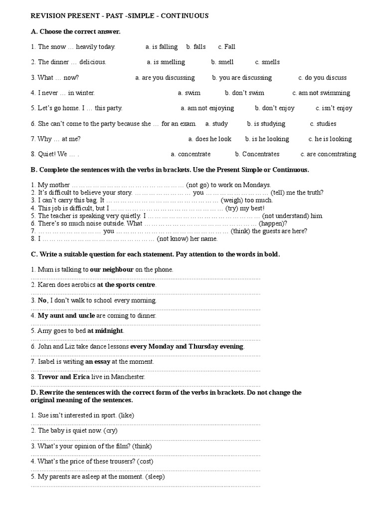 2 Present Past Simple Continuous | PDF