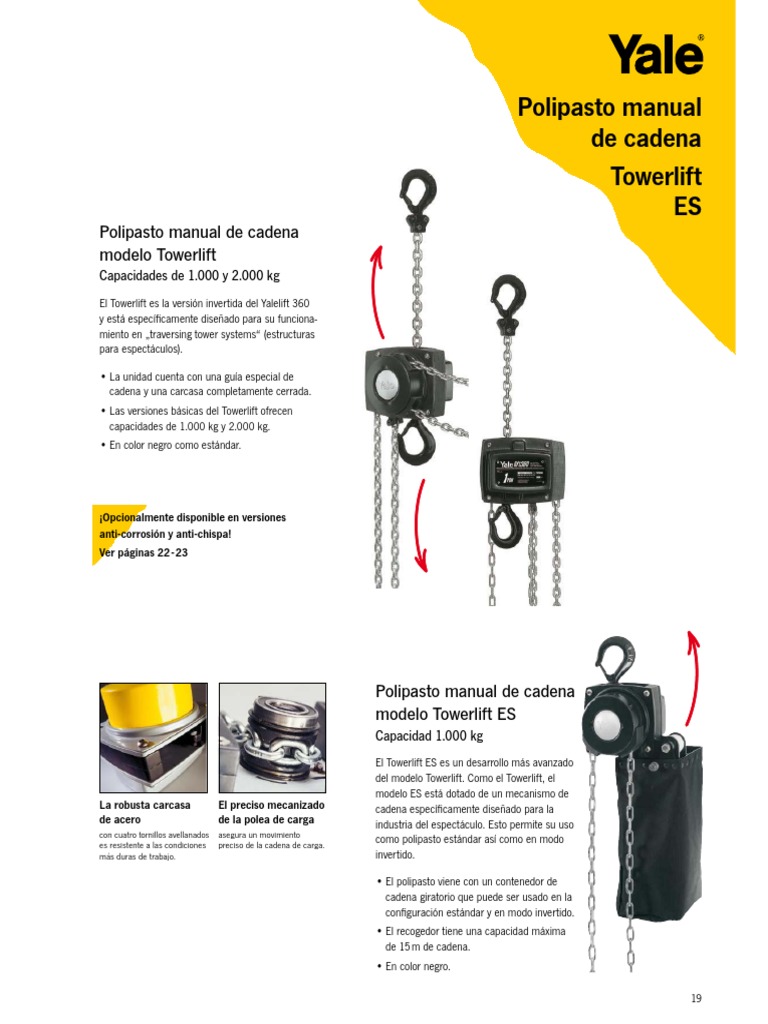 Ficha Tecnica Polipasto Manual Towerlift | PDF | Bienes manufacturados | Mecánica