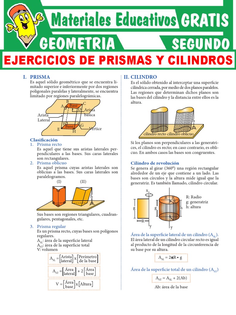 Ejercicios-de-Prismas-y-Cilindros-Para-Segundo-Grado-de-Secundaria | PDF | Geometria clasica ...