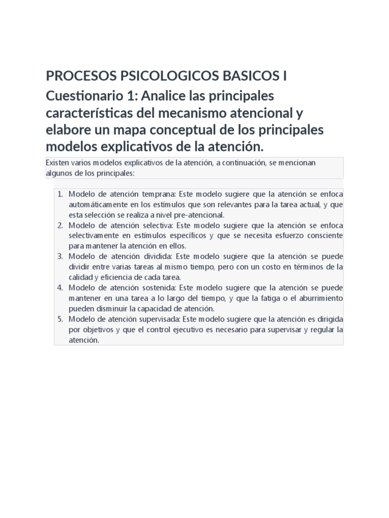 Mapa Conceptual De Los Principales Modelos Explicativos De La Atencion 2241
