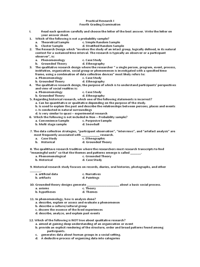 Research Methods Exam Review | PDF