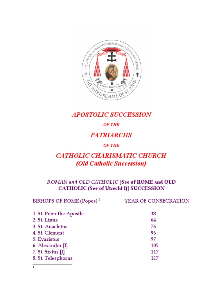 Apostolic Succession of Catholic Bishops | PDF | Bishop | Diocese
