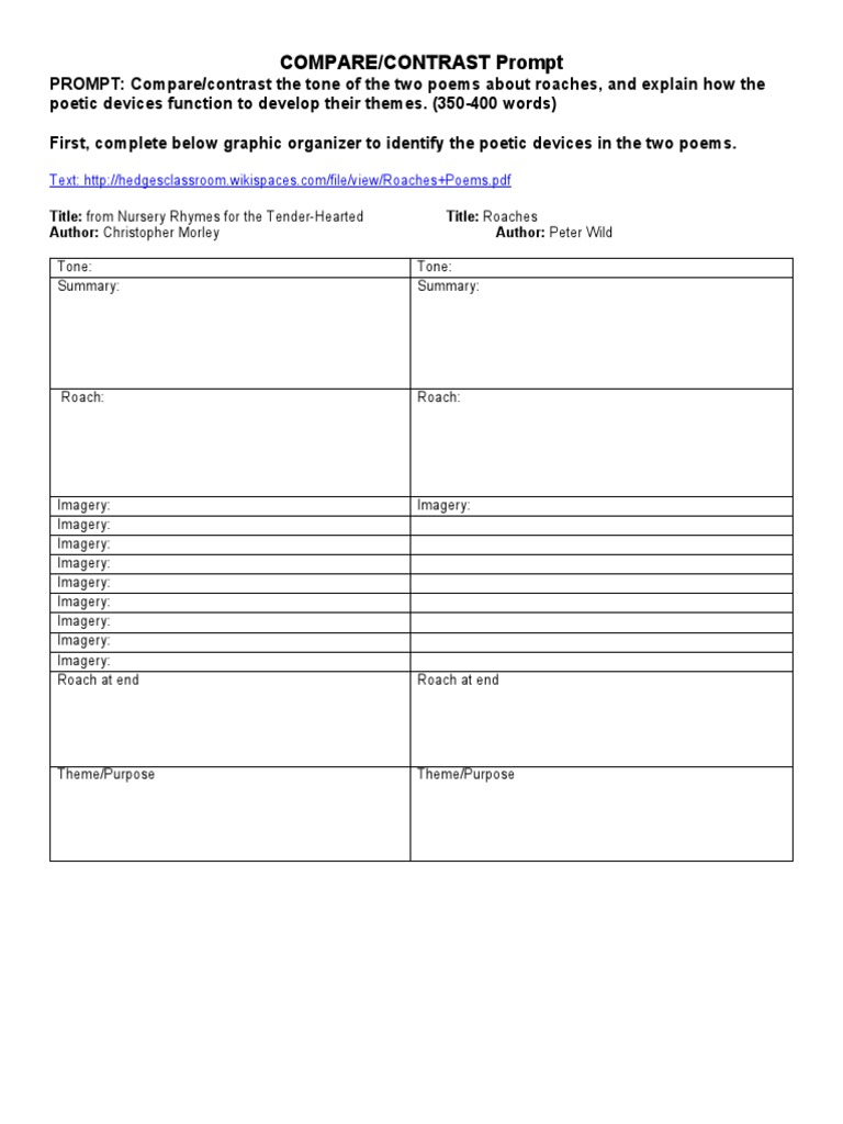 Compare Poetic Tones in Roach Poems | PDF