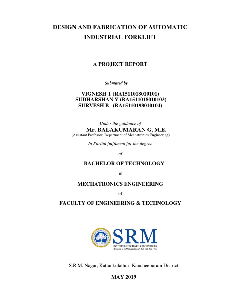 Design and Fabrication of Automatic Industrial Forklift: A Project ...