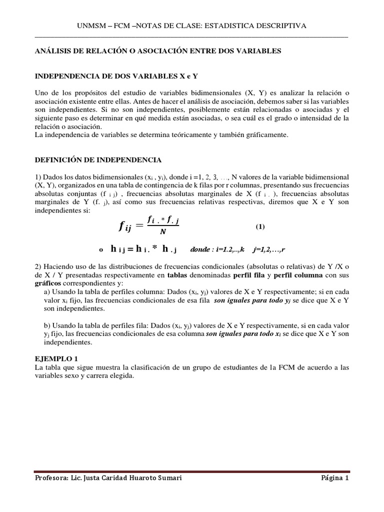 Analisis de Relacion o Asociacion Entre Dos Variables | PDF | Coeficiente de correlación de ...