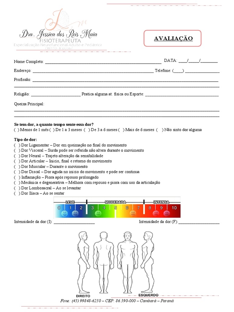Ficha de Avaliação - Dor em Ombro | PDF | Dor | Medicina Clínica