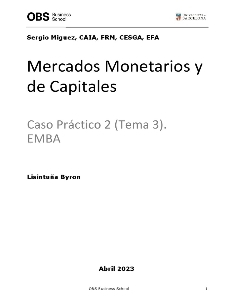 Caso Practico T 3 EMBA | PDF | Compartir (Finanzas) | Inversiones