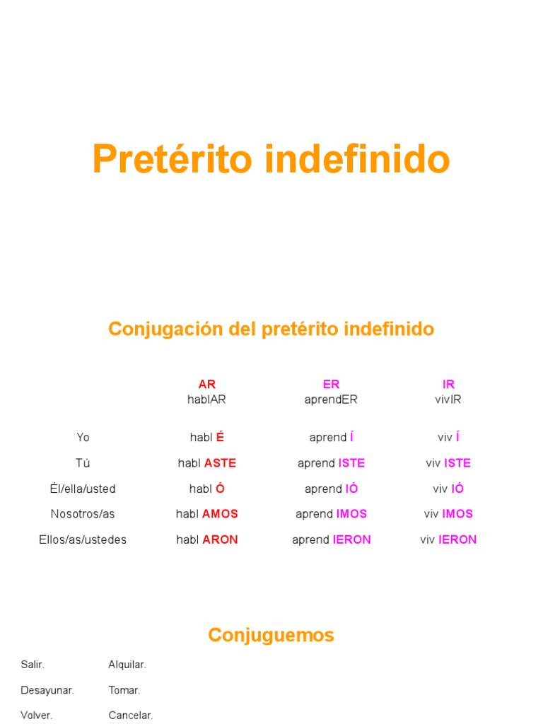 Pretérito Indefinido | PDF | Artes del Lenguaje y Comunicación