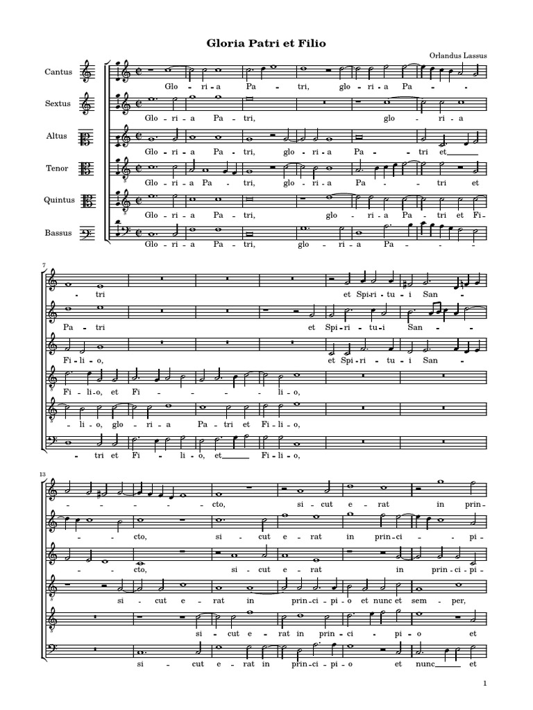 Lassus Gloria Patri Et Filio | PDF