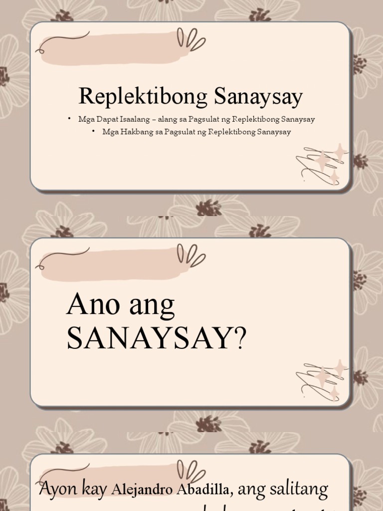 Replektibong Sanaysay | PDF