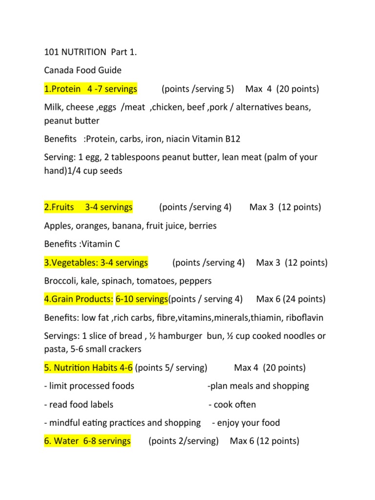101 Nutrition Part 1 Canada Food Guide | PDF | Cooking, Food & Wine