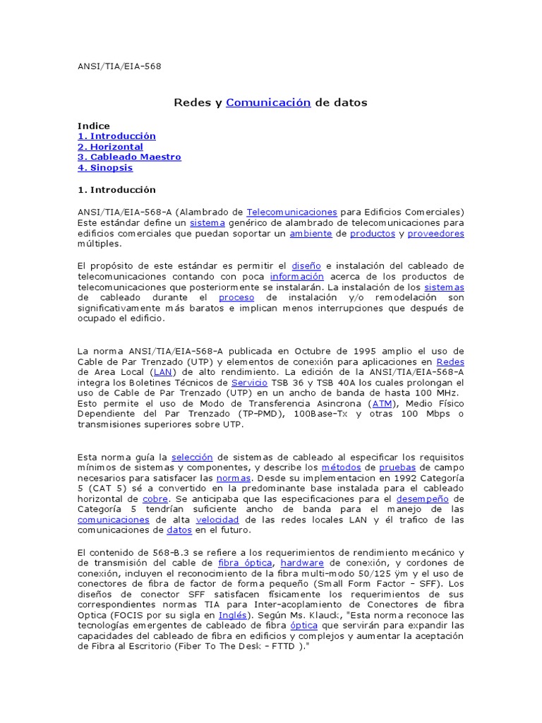 Ansi Tia Eia-568 | PDF | Modo de Transferencia Asíncrona | Informática