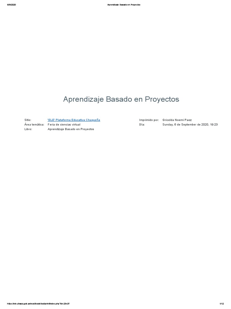 Aprendizaje Basado en Proyectos | PDF | Aprendizaje en base a proyectos | Aprendizaje
