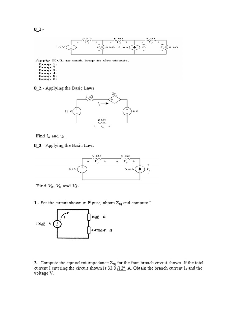 Problems Circuits 1 | PDF