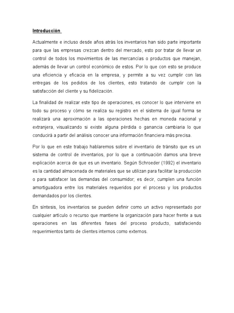 Definición y Funciones del Inventario en Tránsito | PDF