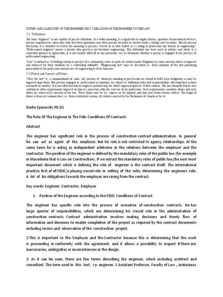 Engineer's Duties in Construction Law | PDF | Legal Liability | Architect