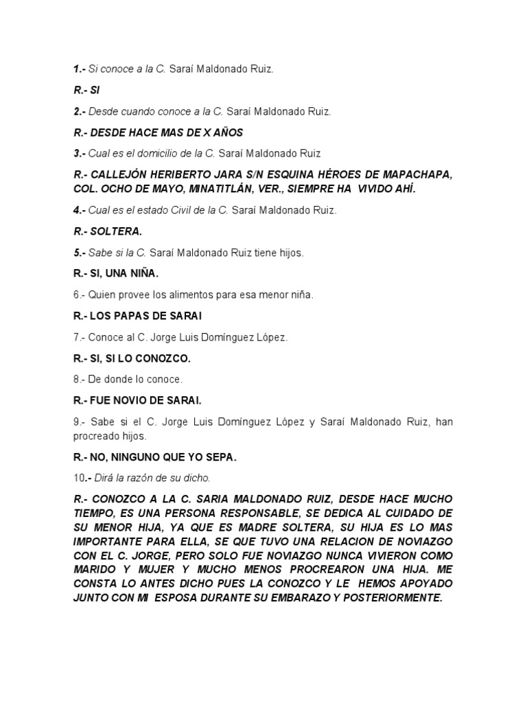 Interrogatorio Testigos | PDF