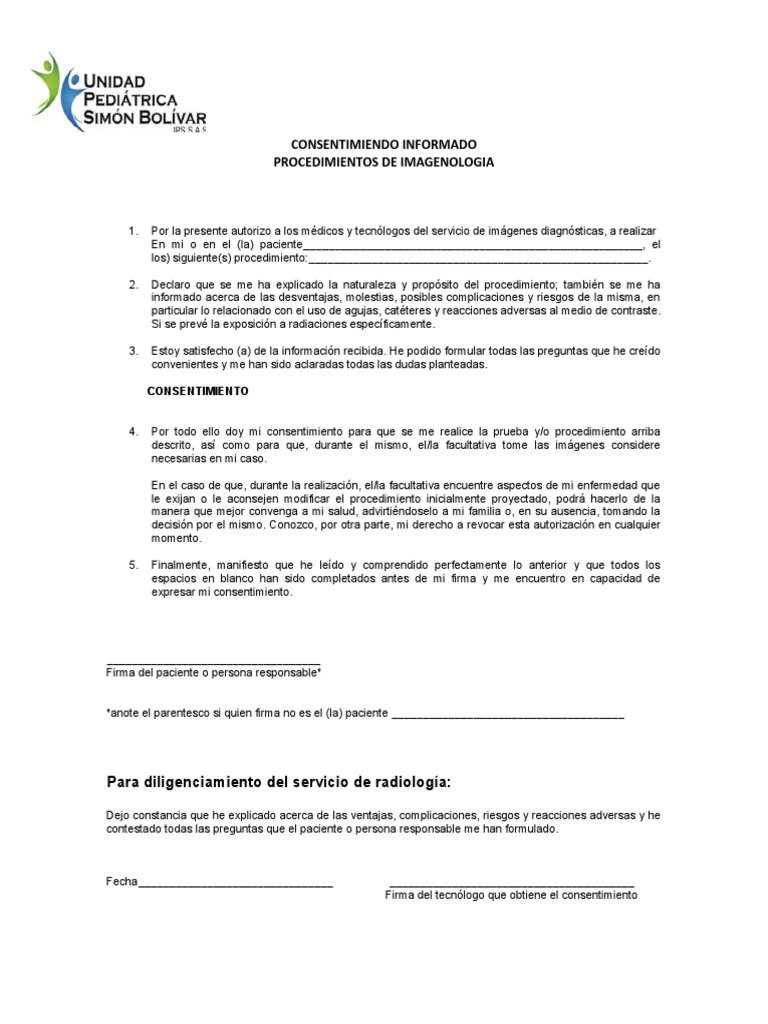 Consentimiento Informado en Imagenología | PDF | Consentimiento ...