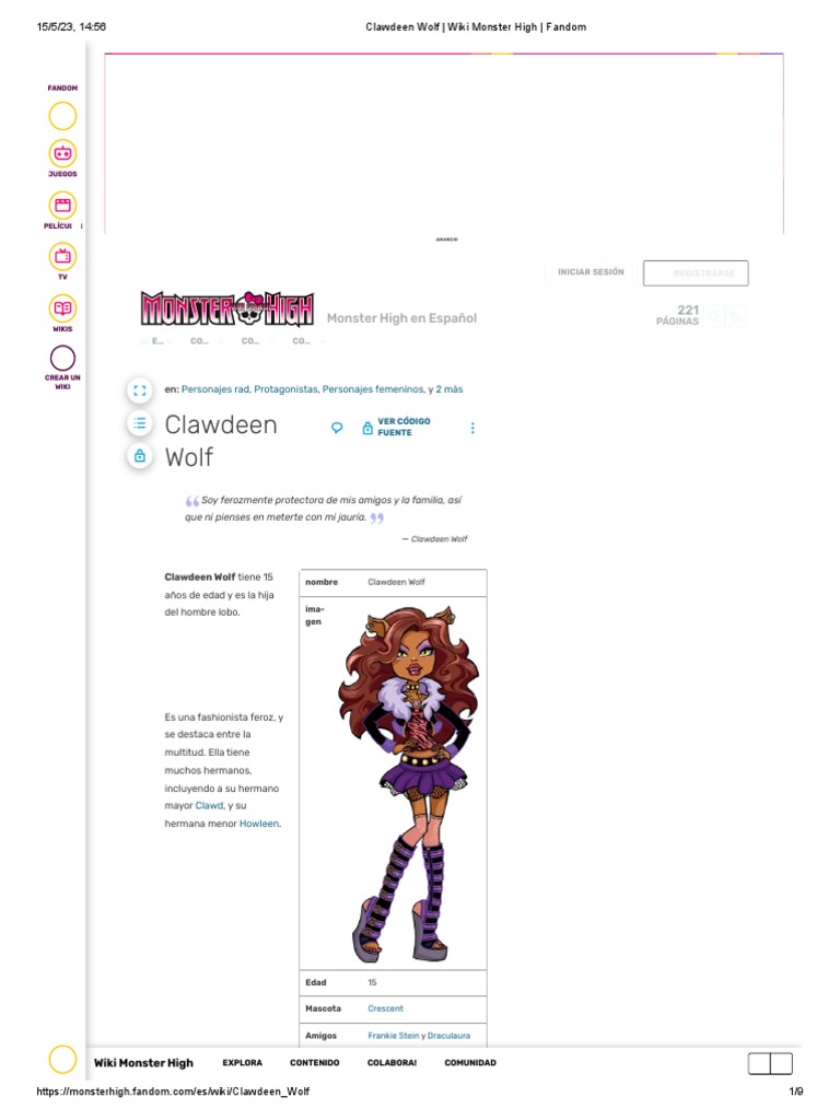Clawdeen Wolf - Wiki Monster High - Fandom | PDF | Wiki | Hombres lobo