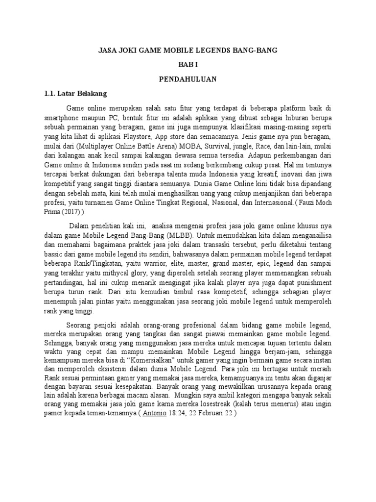 Latar Belakang Joki Game | PDF