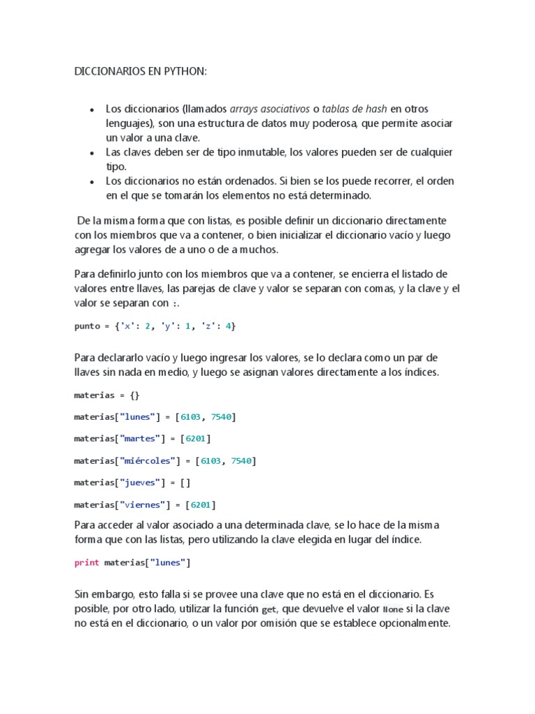 Utilizando DICCIONARIOS | PDF | Python (lenguaje de programación) | Ingeniería Informática