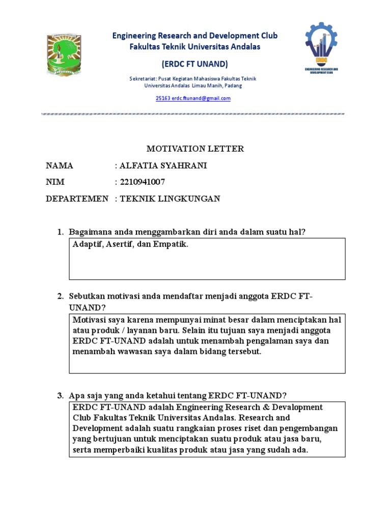 Template Motivation Letter | PDF